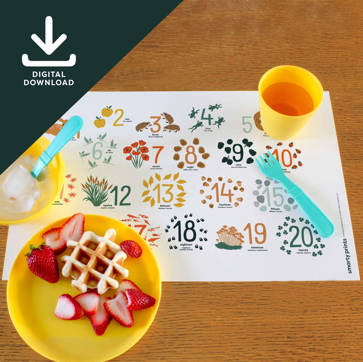 1-20 Kids Counting Printable Placemat, Learning Numbers Preschool, Hom ...