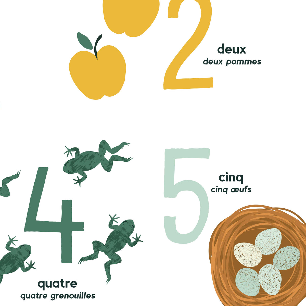 French Illustrated Counting Poster, Numéros français 1-10, Nature Nurs ...