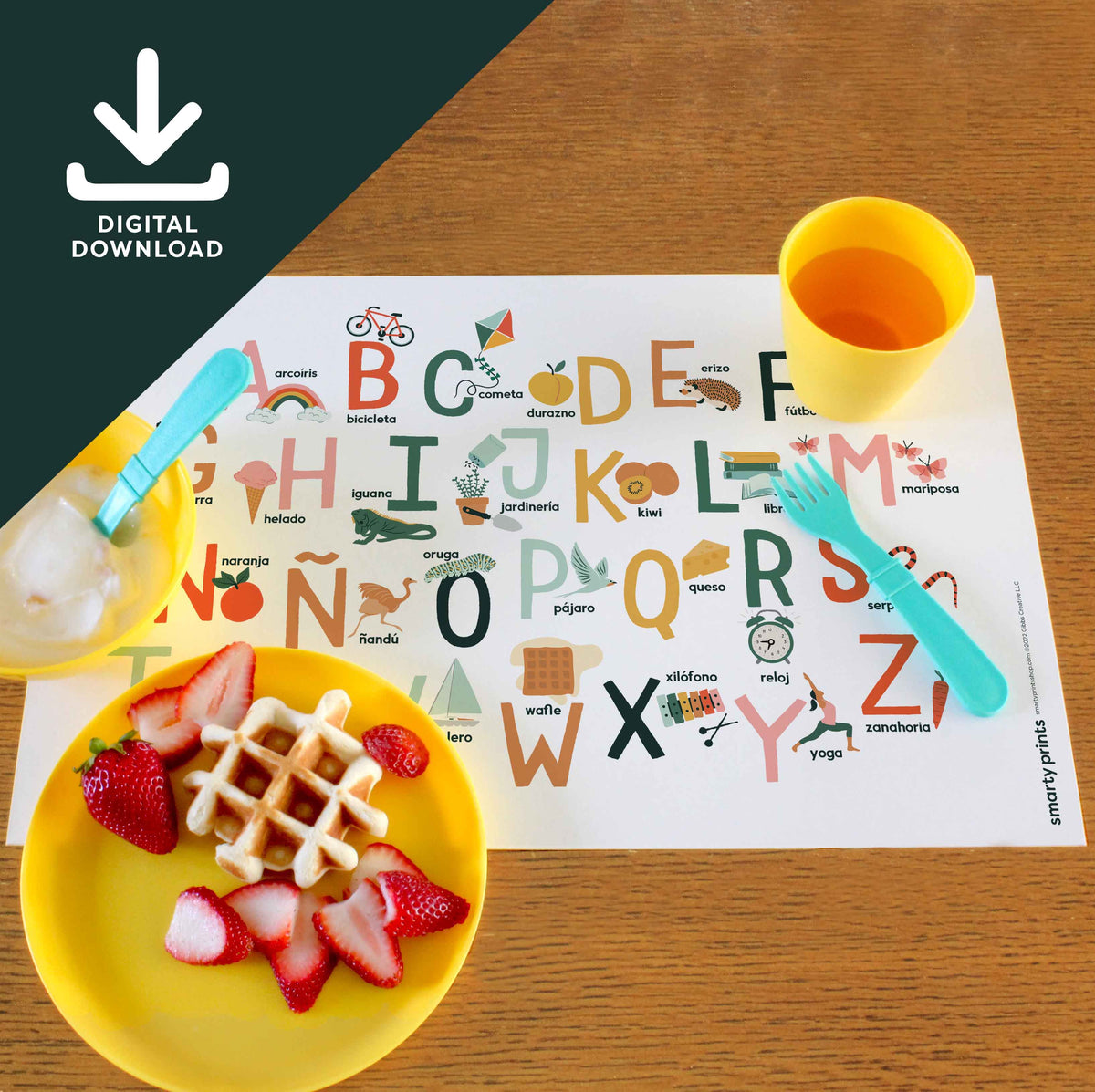 Spanish Alphabet Printable Placemat, Espanol Alfabeto, Playroom Wall A ...