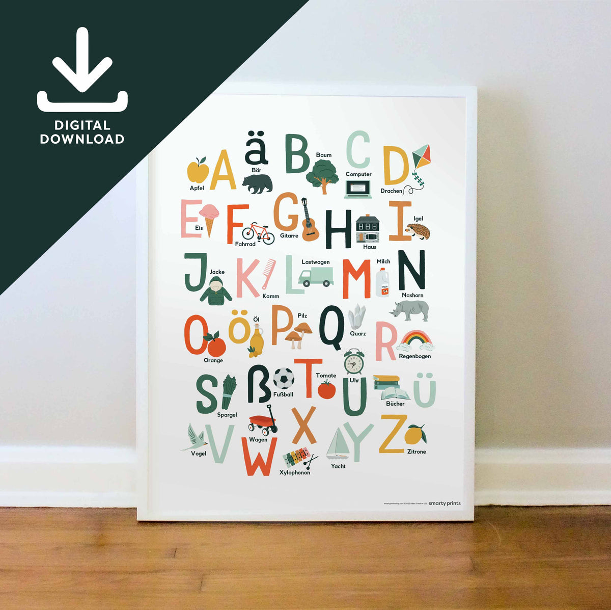 German Alphabet Printable Poster, Deutsch Alphabet, Playroom Wall Art ...