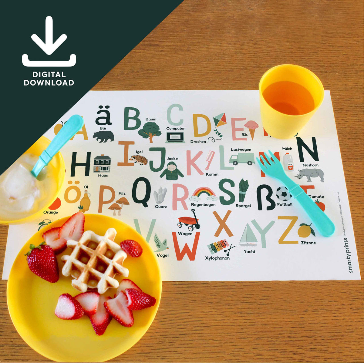 German Alphabet Printable Placemat, Deutsch Alphabet, Playroom Wall Ar ...