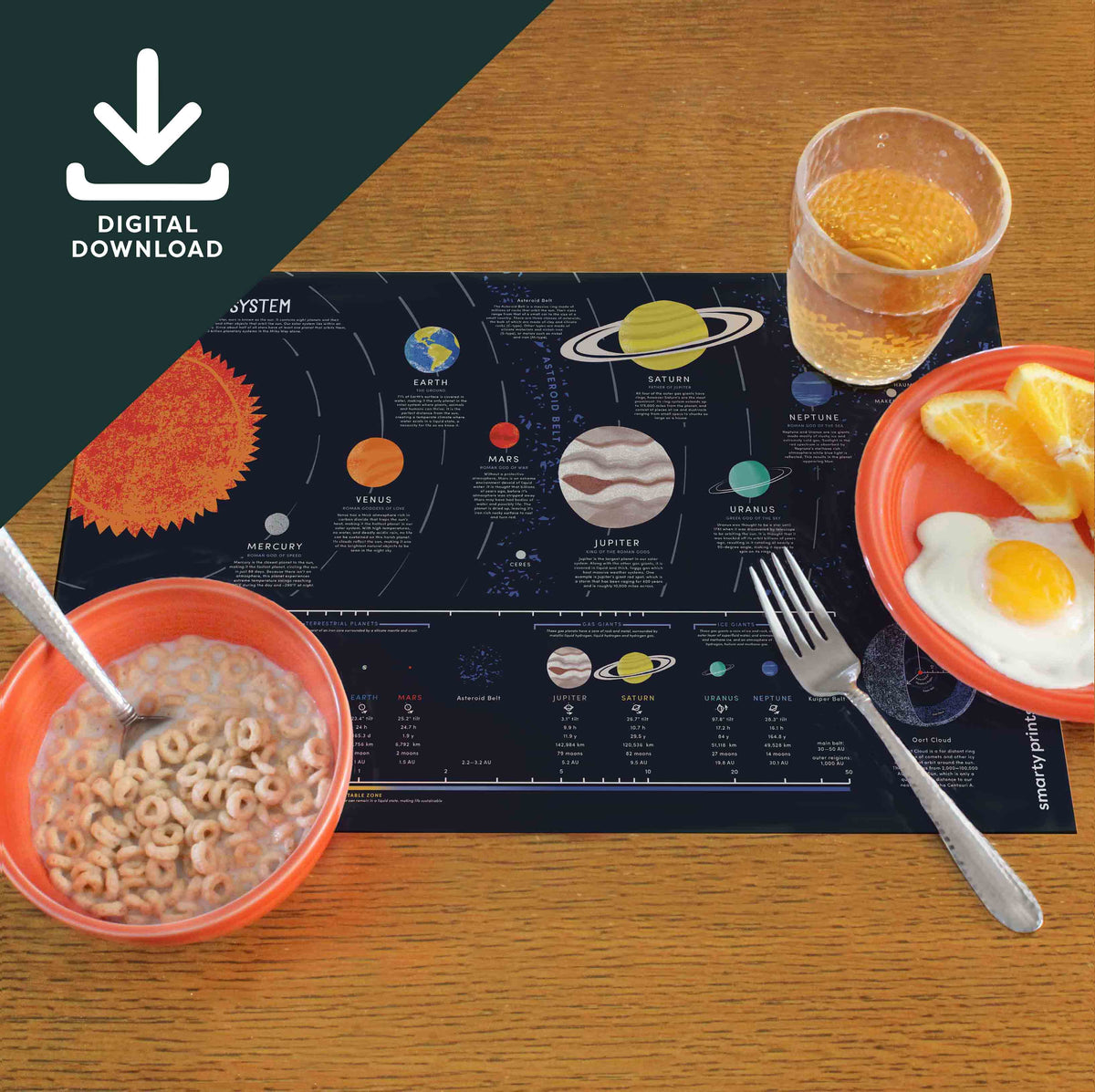 Solar System Printable Placemat, Planets Art, Educational Space Print ...