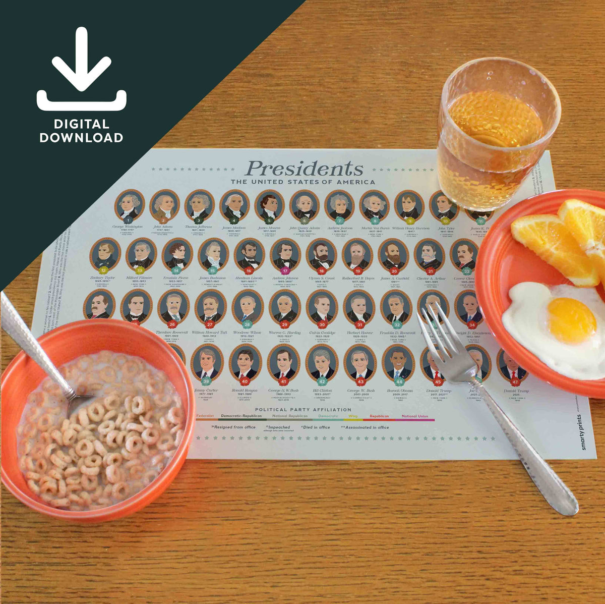 US President Printable Placemat, 2025 Edition, Presidents United State ...